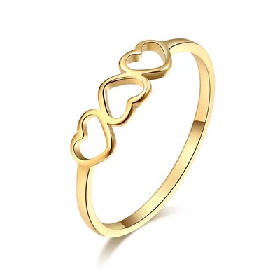 316L Stainless Steel Ring Love Fashion Three Hearts Wedding