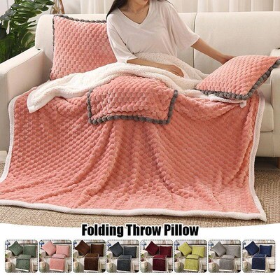 Plush Pillow Quilt Blanket Throw Pillow Folding Car Cushion