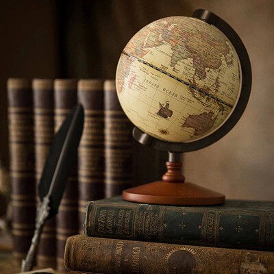 22cm World Globe Earth Map In English Retro Wooden Base Eart