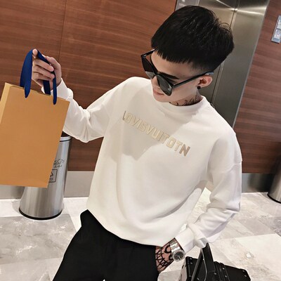 Graffiti Letter Foam Sweatshirts Mens Sreetwear  Long Sleev