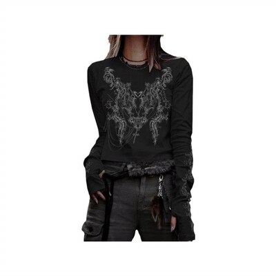 工厂好物90s Vintage E-girl Emo Clothes Fires Graphic Print Y