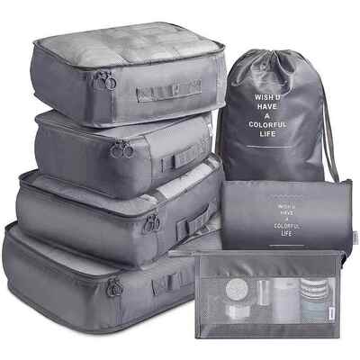 7PCS Compression Packing Cubes Travel Luggage Organizer bag