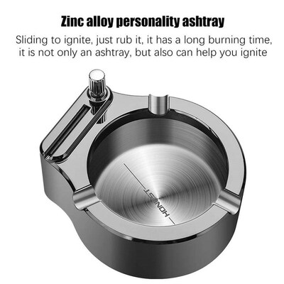 1 Pcs Portable Retro Metal Ashtray Ten Thousand Match Lighte
