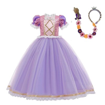 Rapunzel Costume For Girl 2024 Fancy Carnival Party Princess