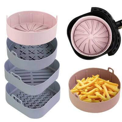 Reusable Airfryer Silicone Basket Pot Easy To Clean Oven Bak
