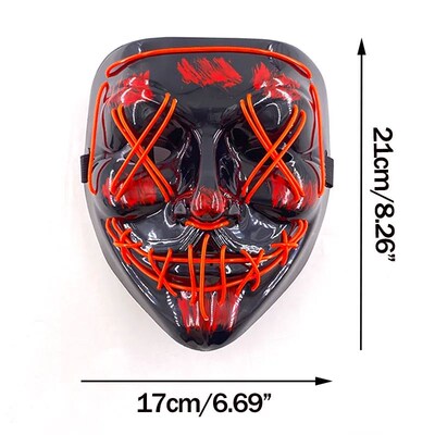 Topeng Neon Halloween nirkabel topeng Led Masque Masquerade