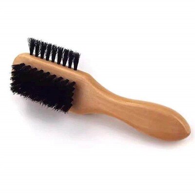 Boar Bristle Shoe Polish Brush with Solid Wood Handle, Shoe