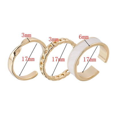 3pcs/set Bohemian White Enamel Round Metal Ring Sets Geometr