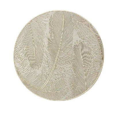 1Pc 38x38cm Round Feather Pattern Dining Table Mat PVC Hot