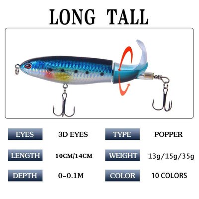 1 Pcs 10cm/14cm Topwater Fishing Lure Whopper Popper Artific