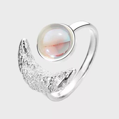 Adjustable Open Natural Moonstone Rings For Women Dating Fin
