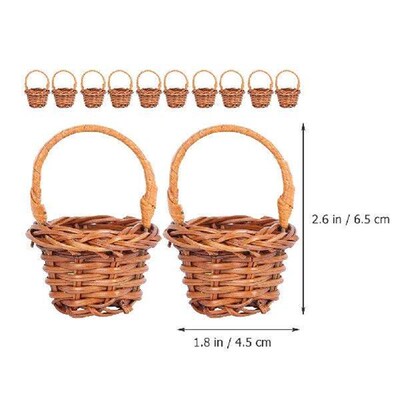 12 Pcs Mini Shopping Basket Flower Baskets Toy Rattan