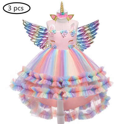 Christmas Unicorn Party Dress For Girls Dress Carnival Costu