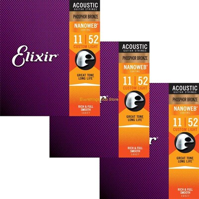 3 Sets Elixir Nanoweb Coating ANTI-RUST Phosphor Bronze Acou