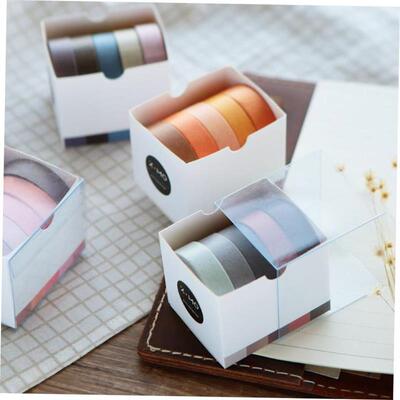 5Rolls/box Solid Color Washi Tape Set Decorative Masking Tap