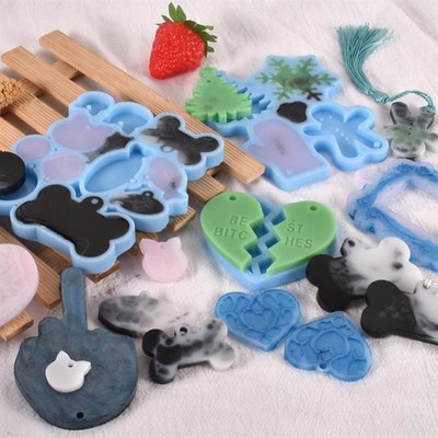 Epoxy Resin Mold DIY Dog Tag Bone Shaped Keychain Casting Si