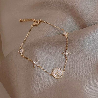 Brlet Womens Micro-inlaid Zircon Plum Blossom Cross Light L