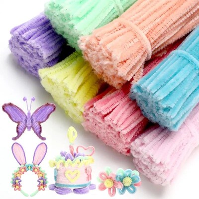 Wholesale Colorful Chenille Stems Pipe Cleaners Plush Tinsel