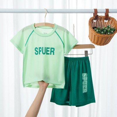 Summer Kids Short Sleeve Set Elastic Mesh QuickDry Set Boys