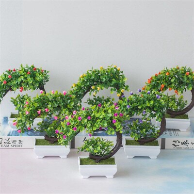 Artificial Plants Potted Bonsai Green Small Tree Plants Fake
