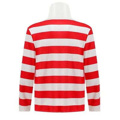 Wheres Waldo Striped Shirt Youth Kids Boys Wally Costume Shi