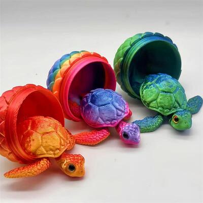 3D Printed Flexible Joint Sea Turtle with Egg Sculpture Fun