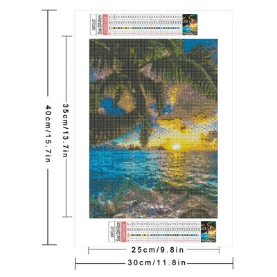 5d Diamond Painting Full Drill Square Sunset Seaside Landsca