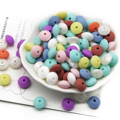 Cute-idea 20pcs Silicone Beads Lentil 12mm Perle Silicone Te
