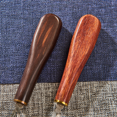 茶刀手工茶针黑檀实木大马士革花纹钢普洱茶锥花梨木茶具配件零配