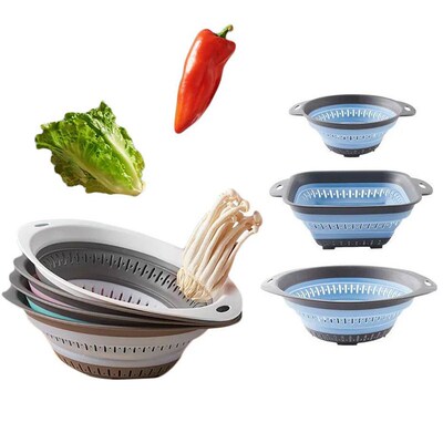 Collapsible Silicone Kitchen Storage Basket Multi-use Fruit