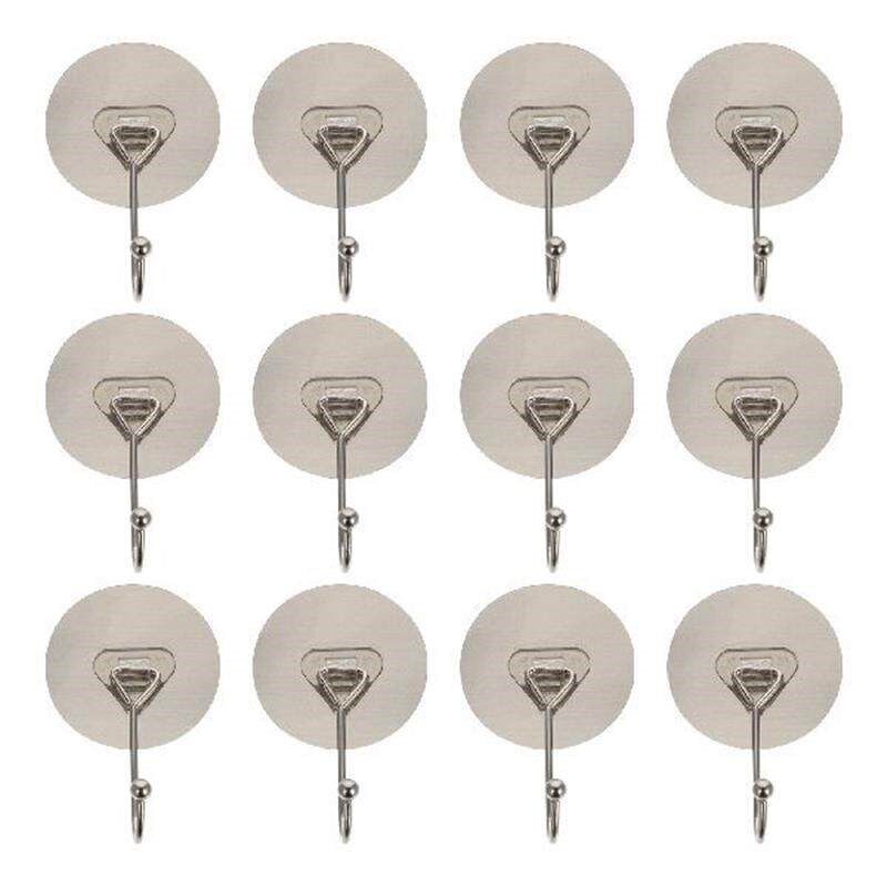 12pcs Adhesive Reusable Nail Free Hooks Utility Hooks