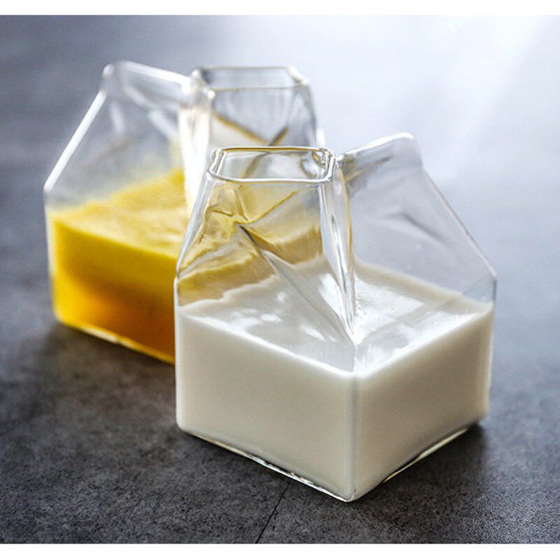 factory direct sale 350ml square milk glass milk box glass m