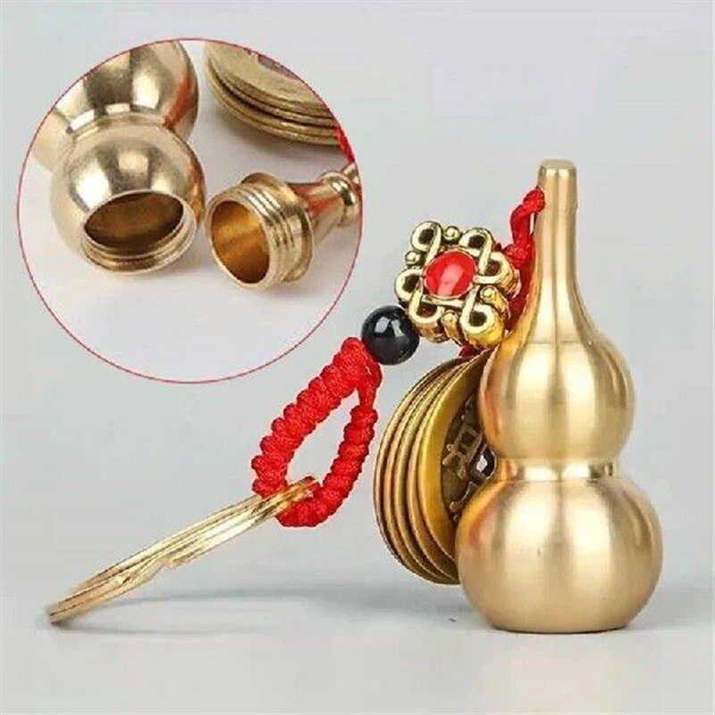1PC Lucky Wu Lou Gourd Keyring with Feng Shui Coins Good