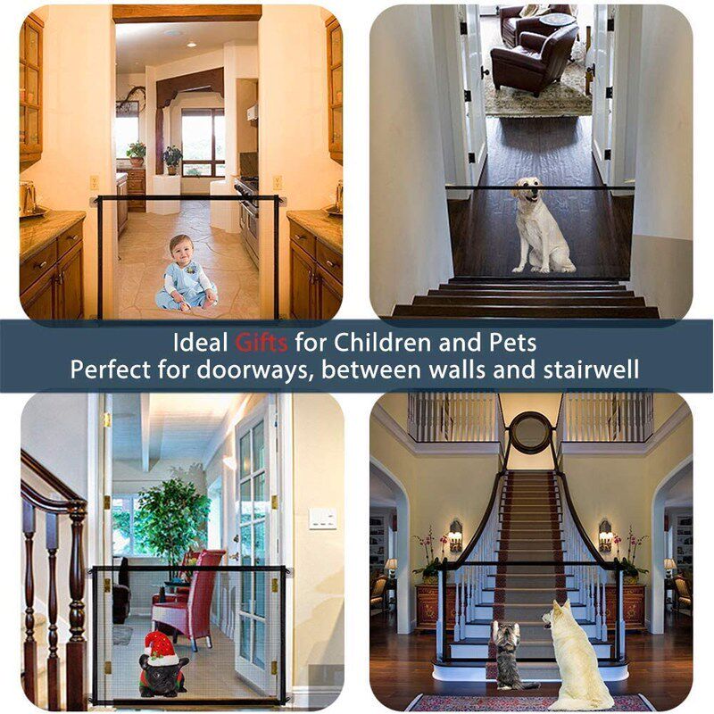 Pet Dog Gate Ingenious Mesh Dog Fence for Indoor Outdoor Saf