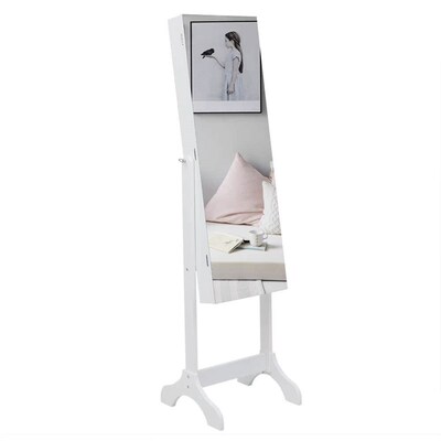 Dressers Full Mirror Wooden Floor Standing 4 Layer Shelf Wi