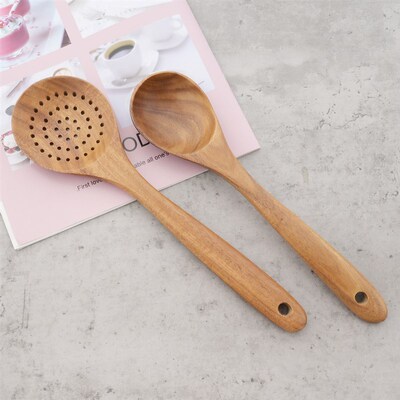 Reusable Natural Wood Cooking Utensil Set Spatula Soup Spoon