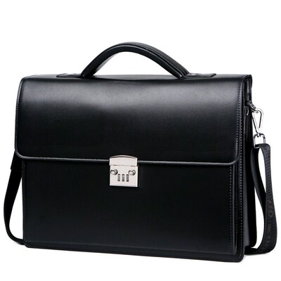 New Male Password Lock Briefcase Diagonal Package Leather La