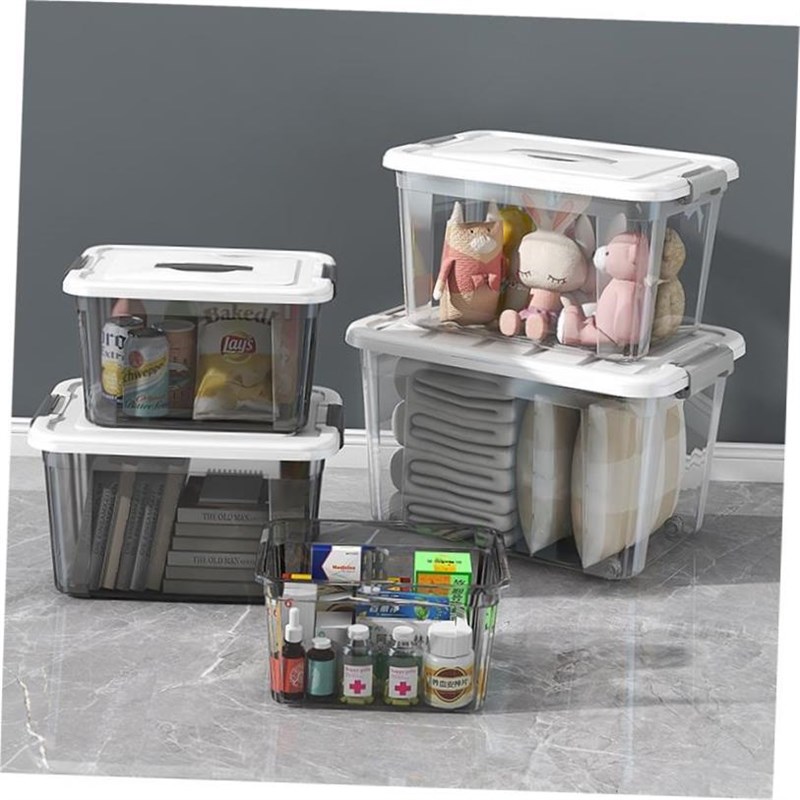 Large Transparent plastic storage box front open Toy clothes