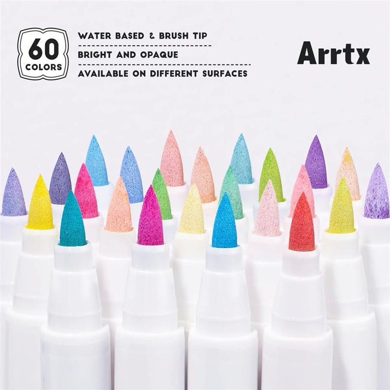 Arrtx 30 60 Colors Acrylic Paint Brush Marker Coloring Drawi