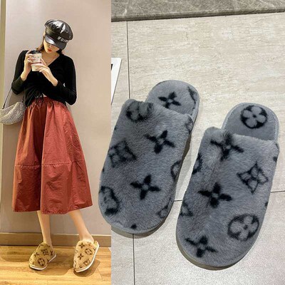 New Mao Mao slippers womens winter home fashion warm imitat