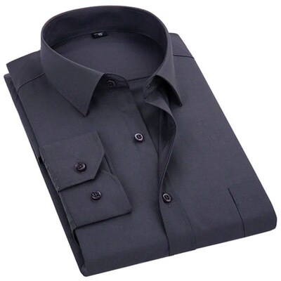 2023 New Mens Dress Shirt Solid Color Plus Size 8XL Black W