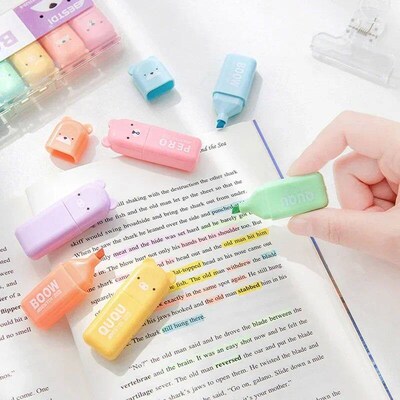 4/5/6Pcs Macaron Color Mini Highlighter Soft Tip Pens Color