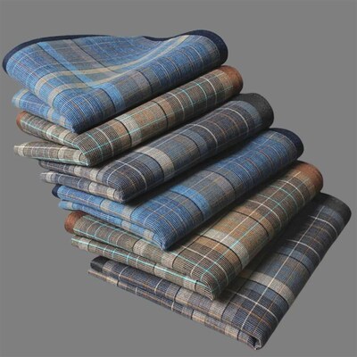 6PCS fabric handkerchief Thin style mens business plaid wes
