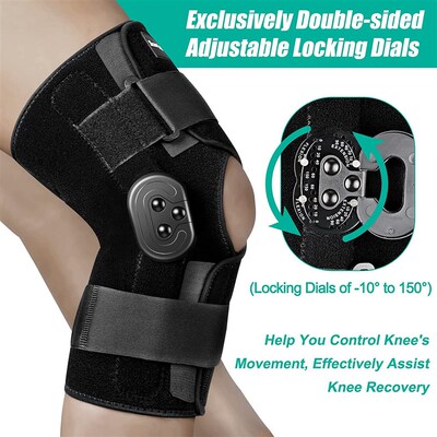 Hinged Knee Brace Adjustable Knee Support with Side Stabiliz