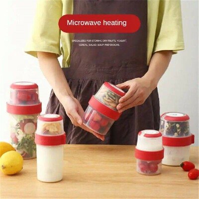 Container Double-deck Sturdy Portable Fruit Salad Yogurt