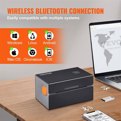 VEVOR Thermal Label Printer Portable Printer 300DPI for 4x6