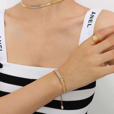 French Choker Style Blade Chain Linked Square Zirconium Diam