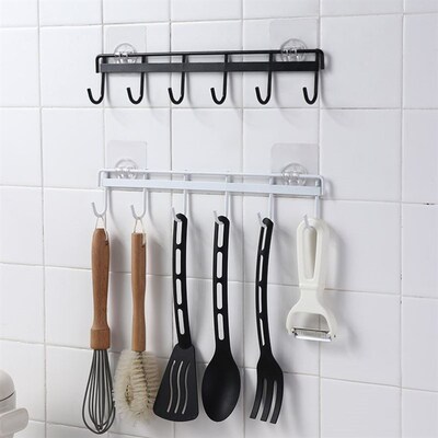 kitchen hook non-trace glue six hooks wall hanging steel