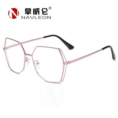 。Neville metal spectacle frame large frame polygon decorati