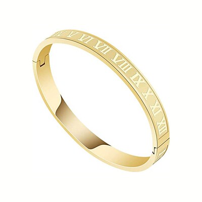 Titanium Steel C Twisted Roman Numerals Mens Brlet Stainles